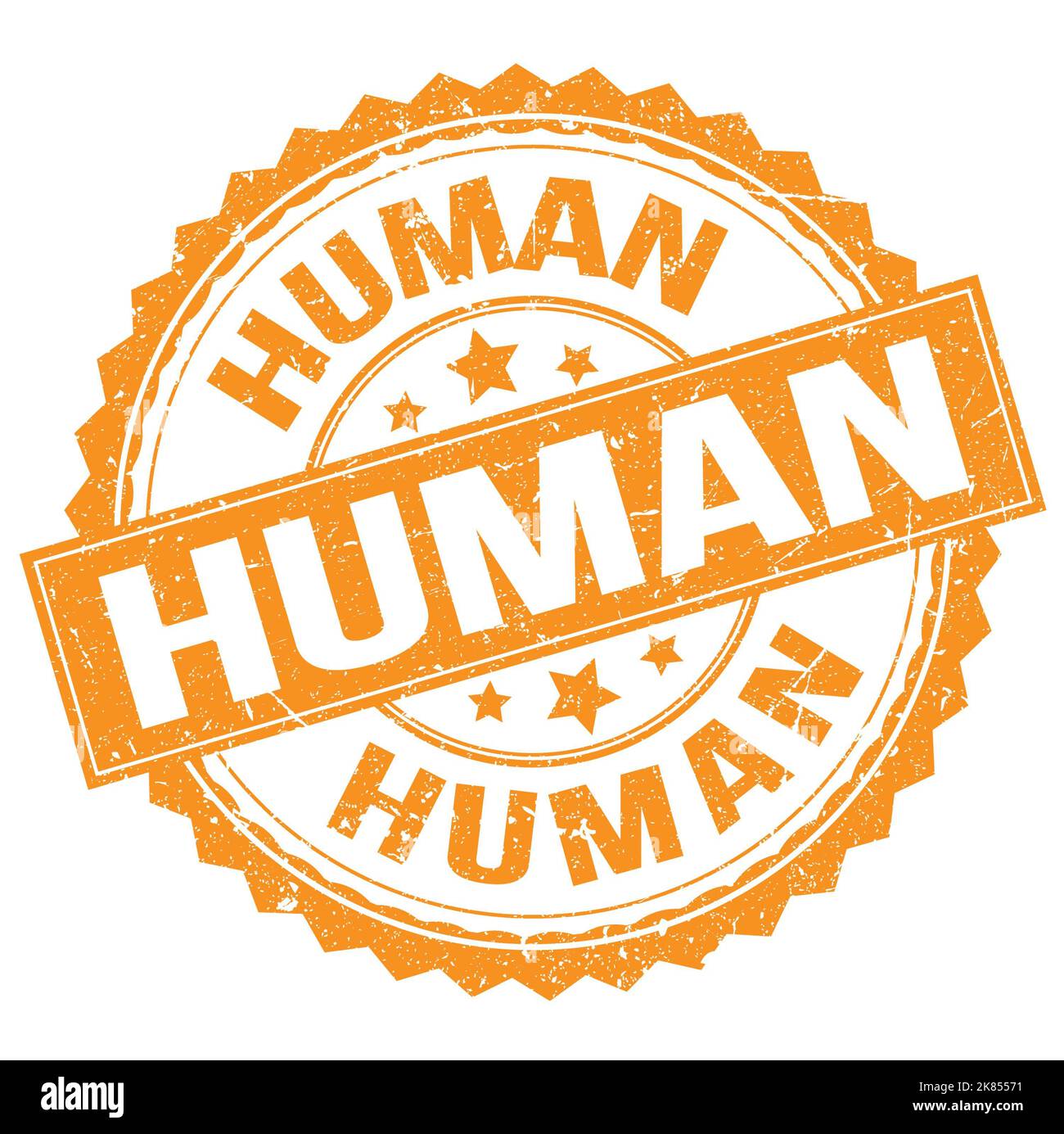 HUMAN text written on orange round stamp sign Stock Photo - Alamy