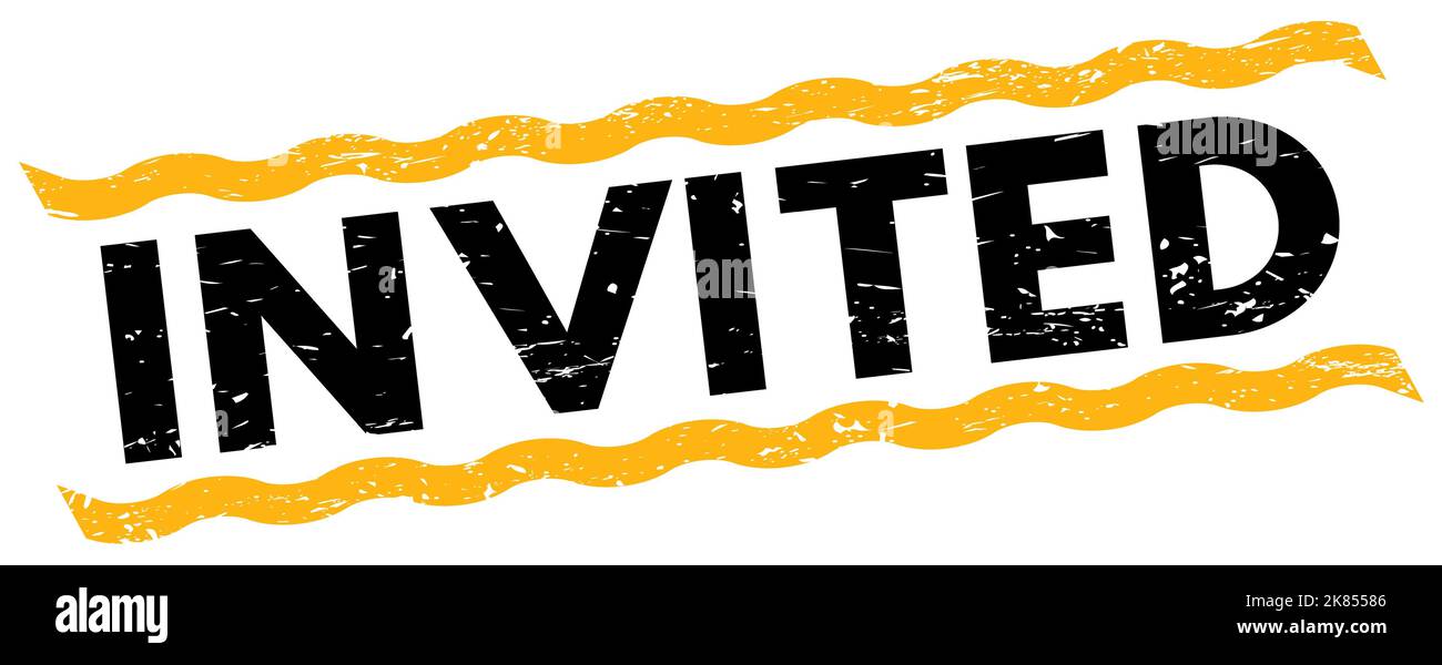INVITED text written on yellow-black lines stamp sign Stock Photo - Alamy