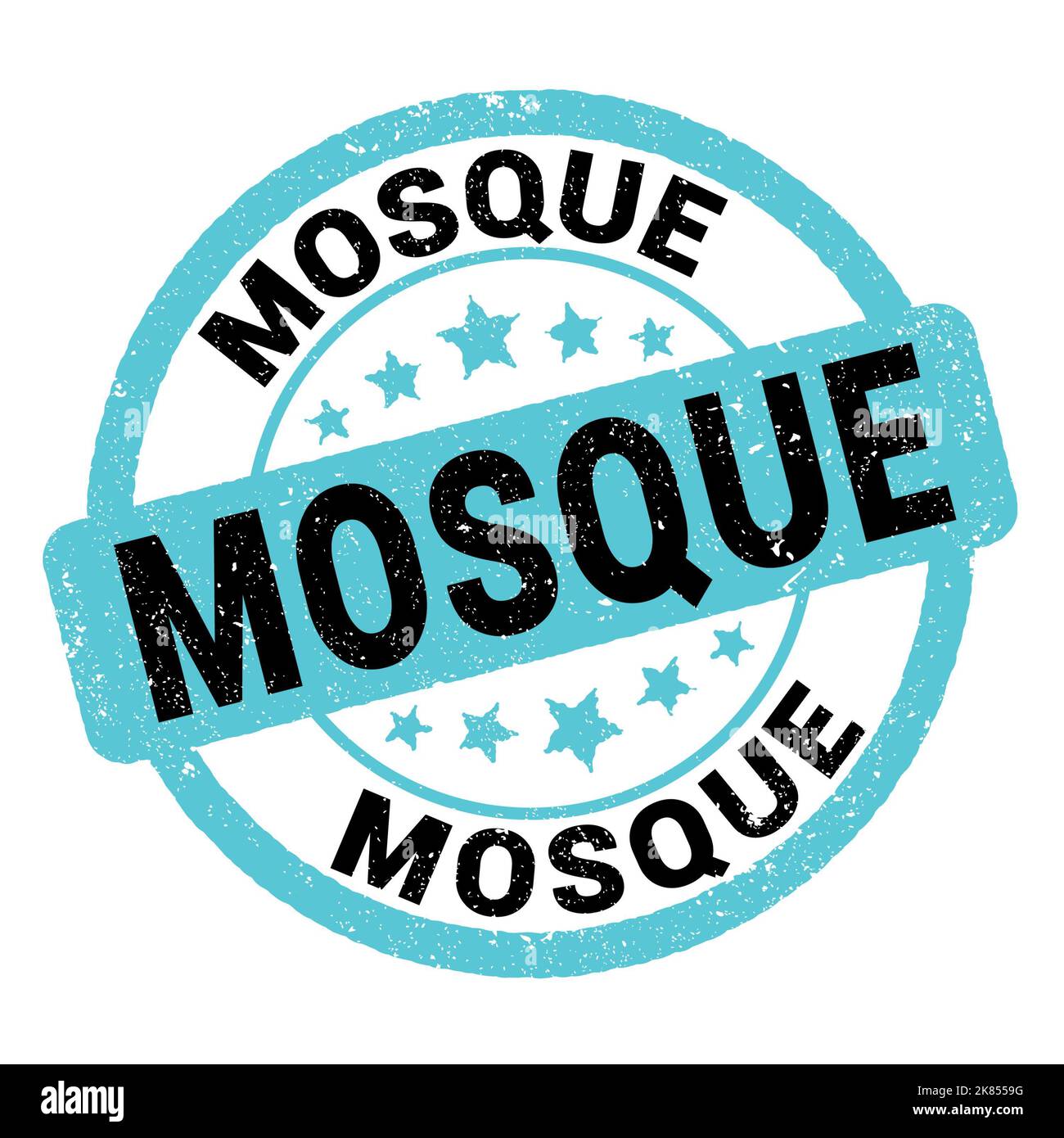 MOSQUE text written on blue-black grungy stamp sign Stock Photo - Alamy