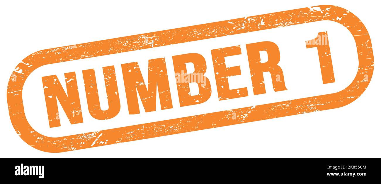 NUMBER 1, text on orange rectangle stamp sign Stock Photo - Alamy