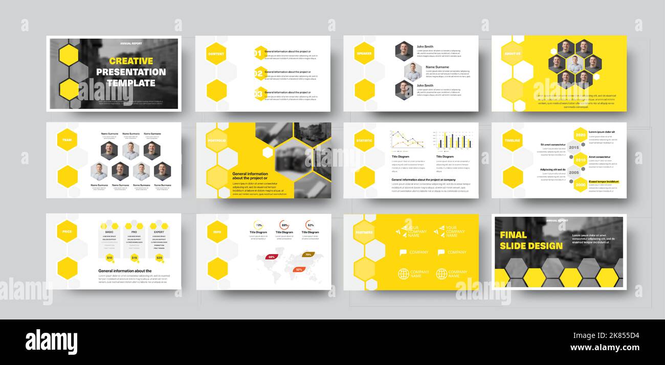 Vector infographic template with hexagons, photos, presentation slide ...