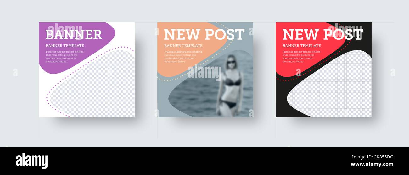 Vector square web banner template, with colorful design, place for ...