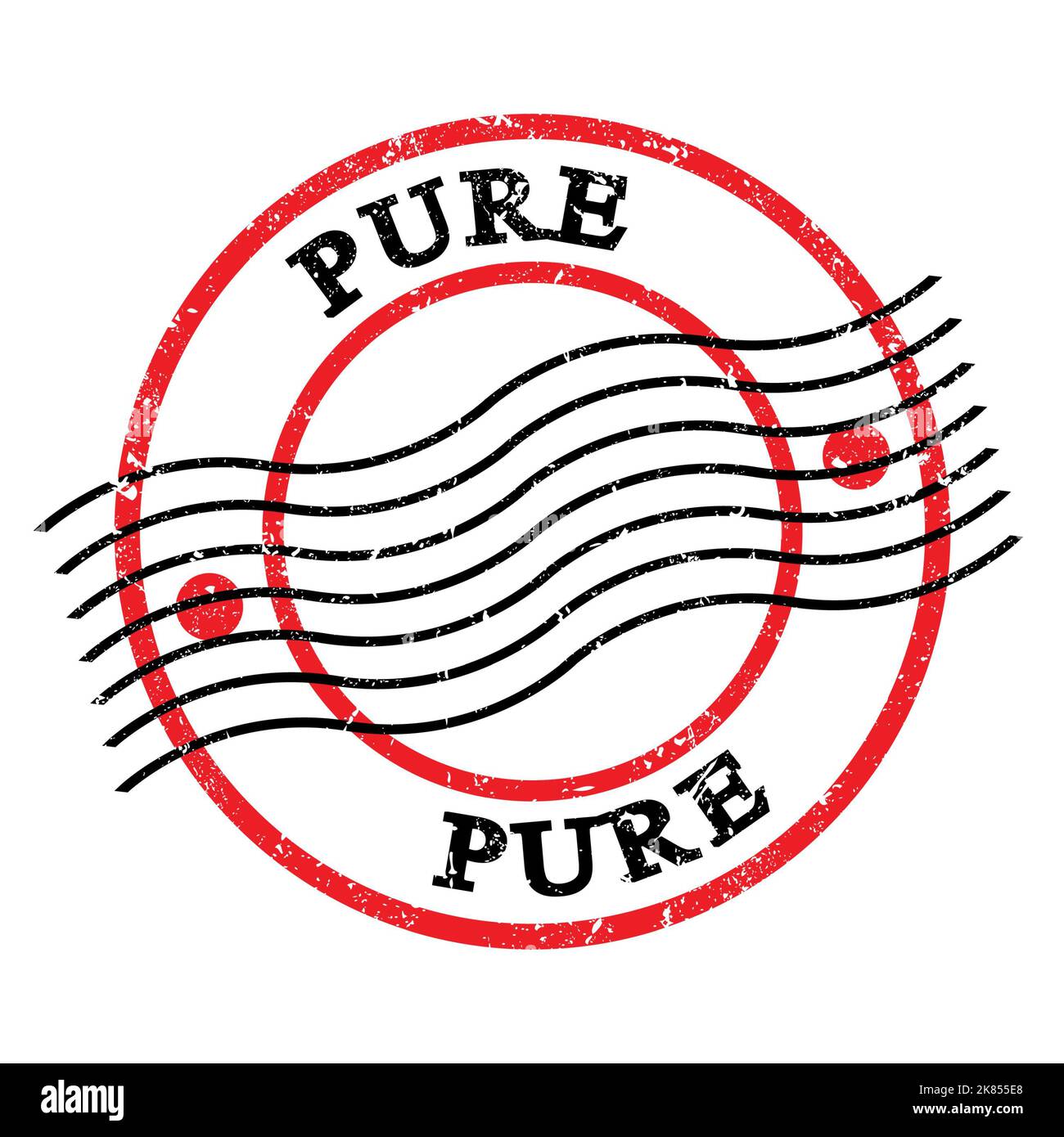 PURE, text written on red-black grungy postal stamp Stock Photo - Alamy