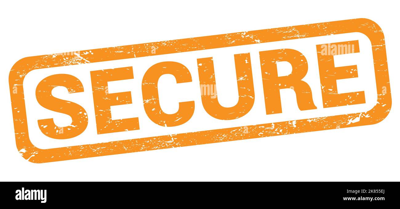 SECURE text written on orange rectangle stamp sign Stock Photo - Alamy