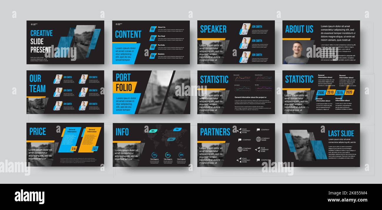 Slide template with presentation of annual report, business concept ...