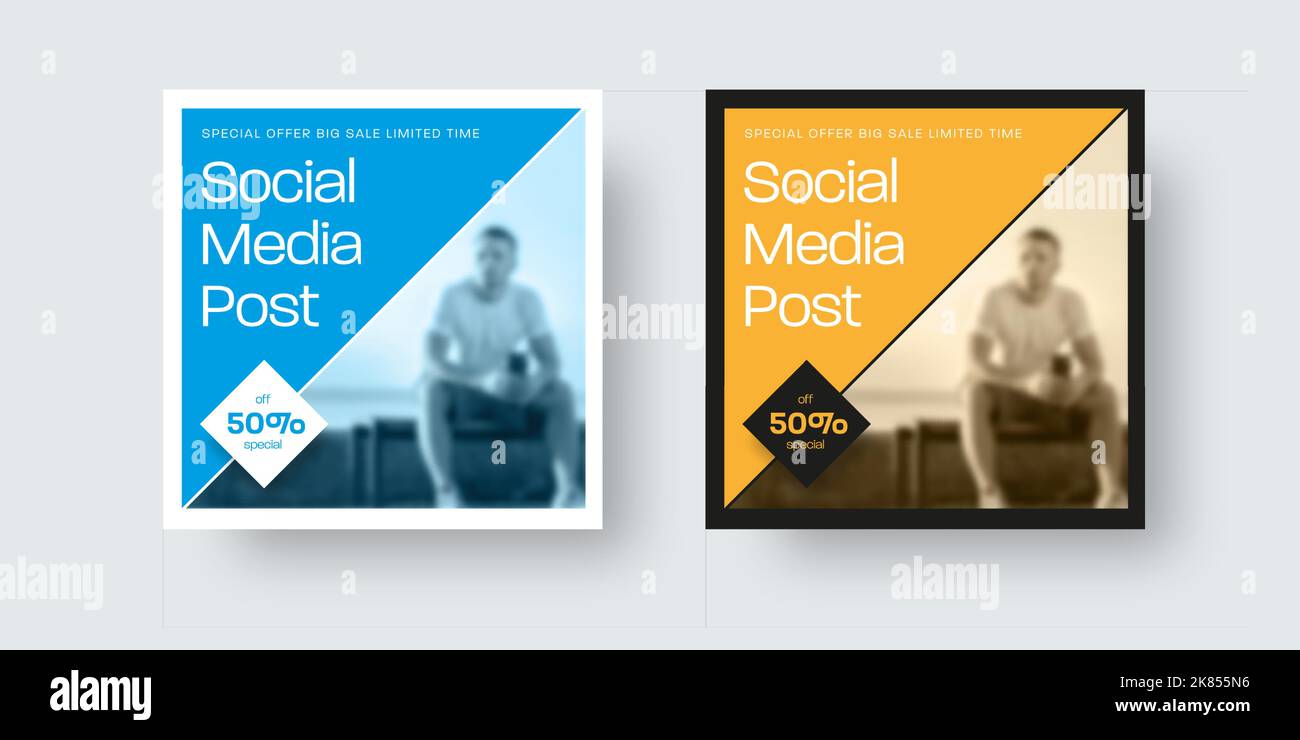 Vector square post template for newsletter, social media with diagonal ...