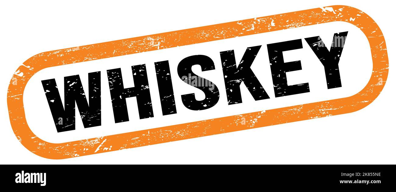 WHISKEY, text on orange-black rectangle stamp sign Stock Photo - Alamy