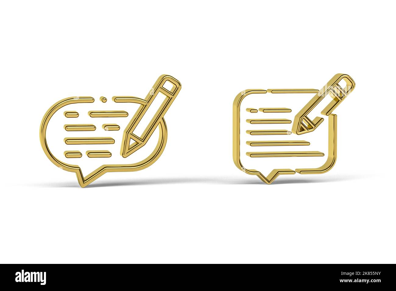Golden 3d message icon isolated on white background - 3d render Stock ...