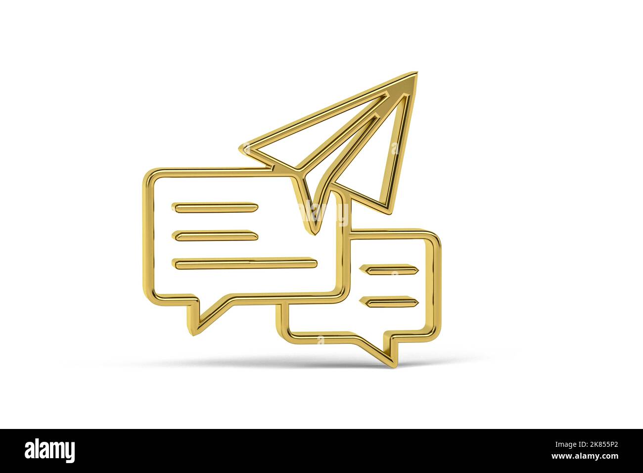 Golden 3d message icon isolated on white background - 3d render Stock ...