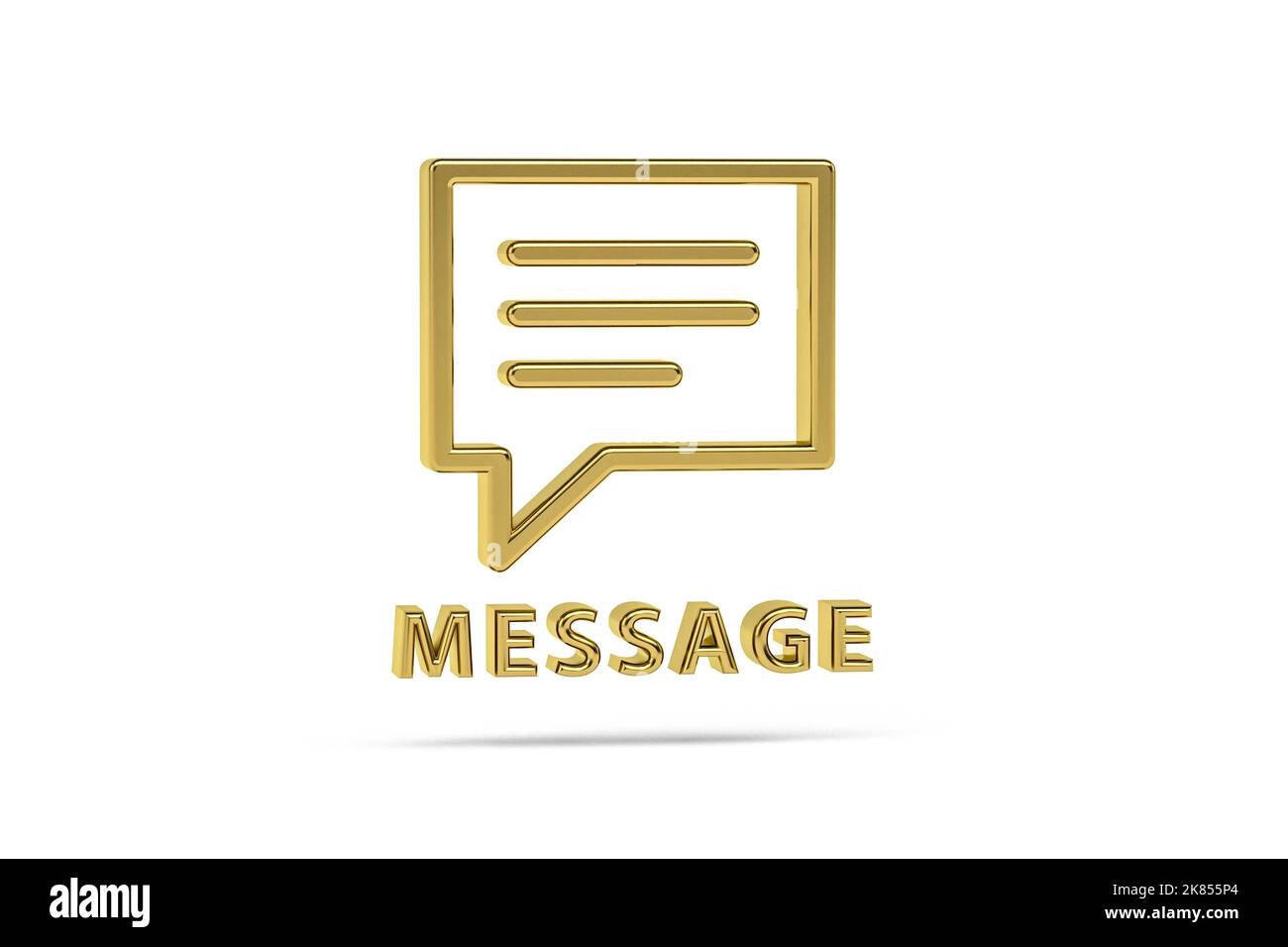 Golden 3d message icon isolated on white background - 3d render Stock ...