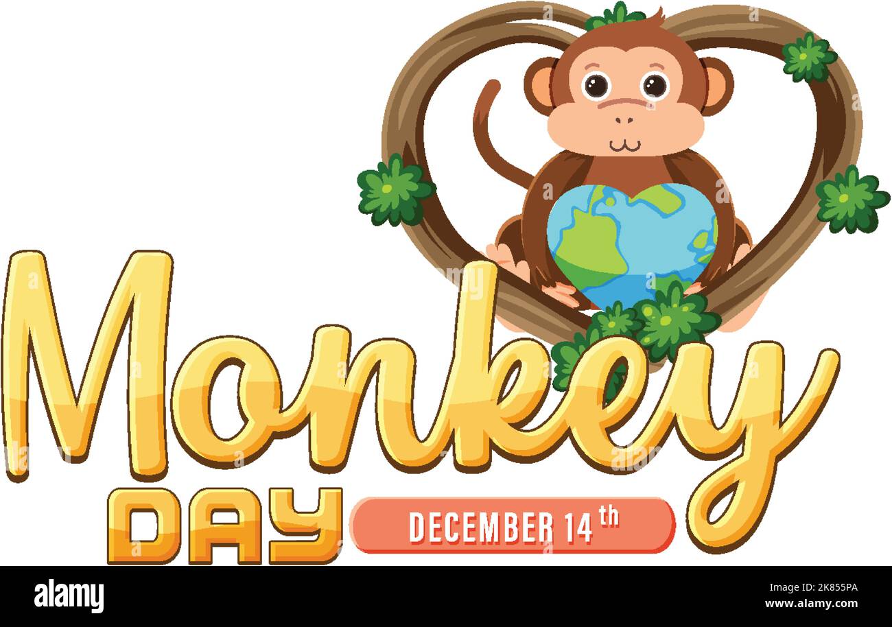 Monkey day text banner design illustration Stock Vector Image & Art - Alamy