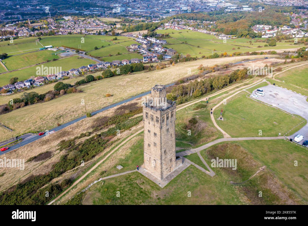 Aerial drone photo of the famous Castle Hill, a scheduled ancient ...