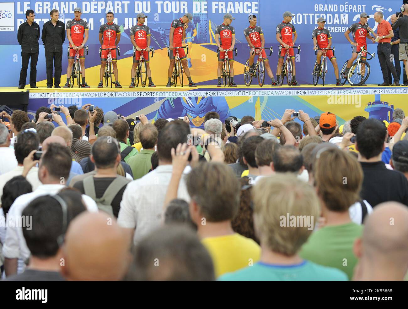 Team Radio Shack lines up for the opening Team Presentation Stock Photo ...