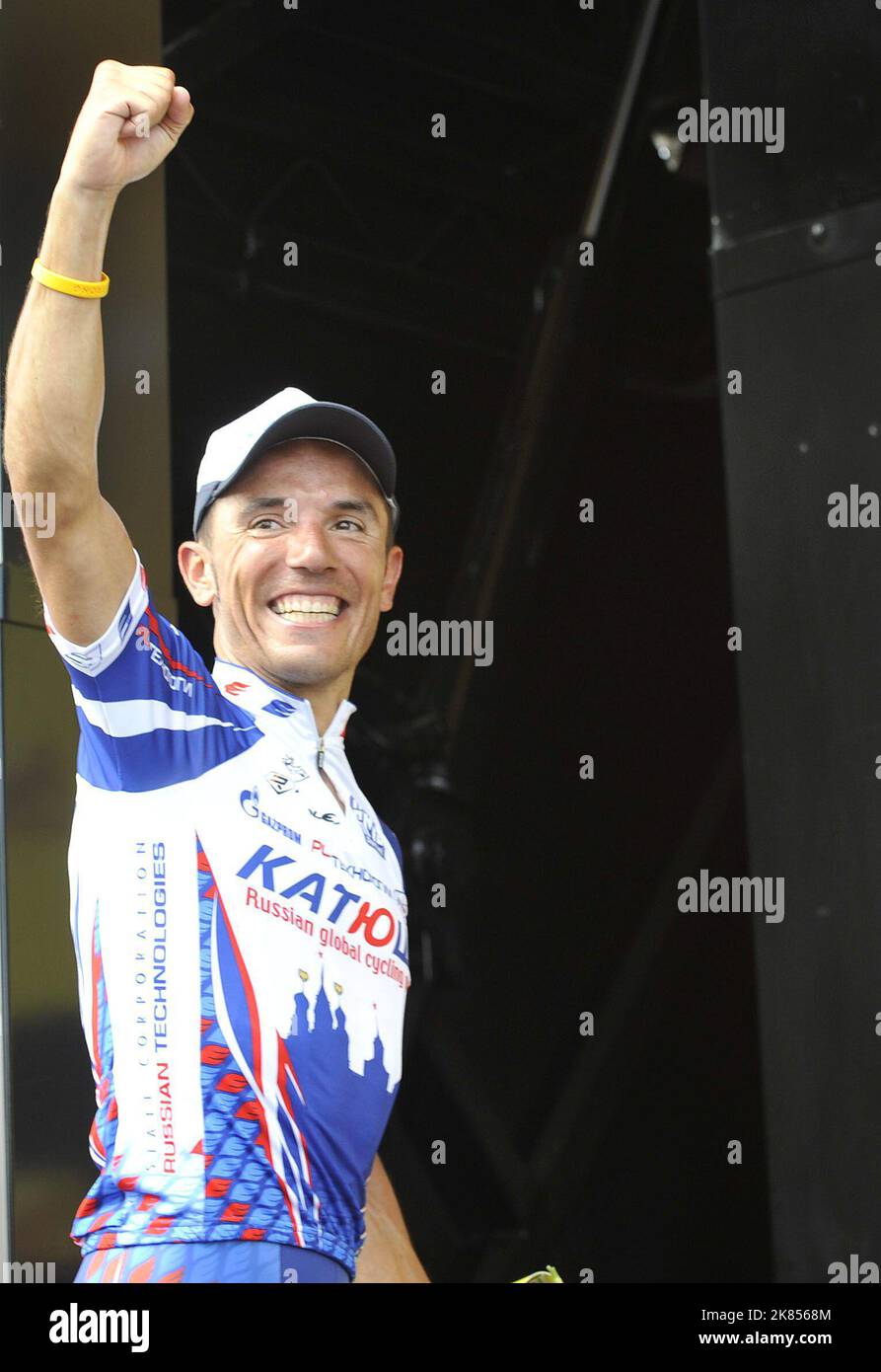 Team Katusha's Joaquim Oliver Rodriguez celebrates after winning stage ...