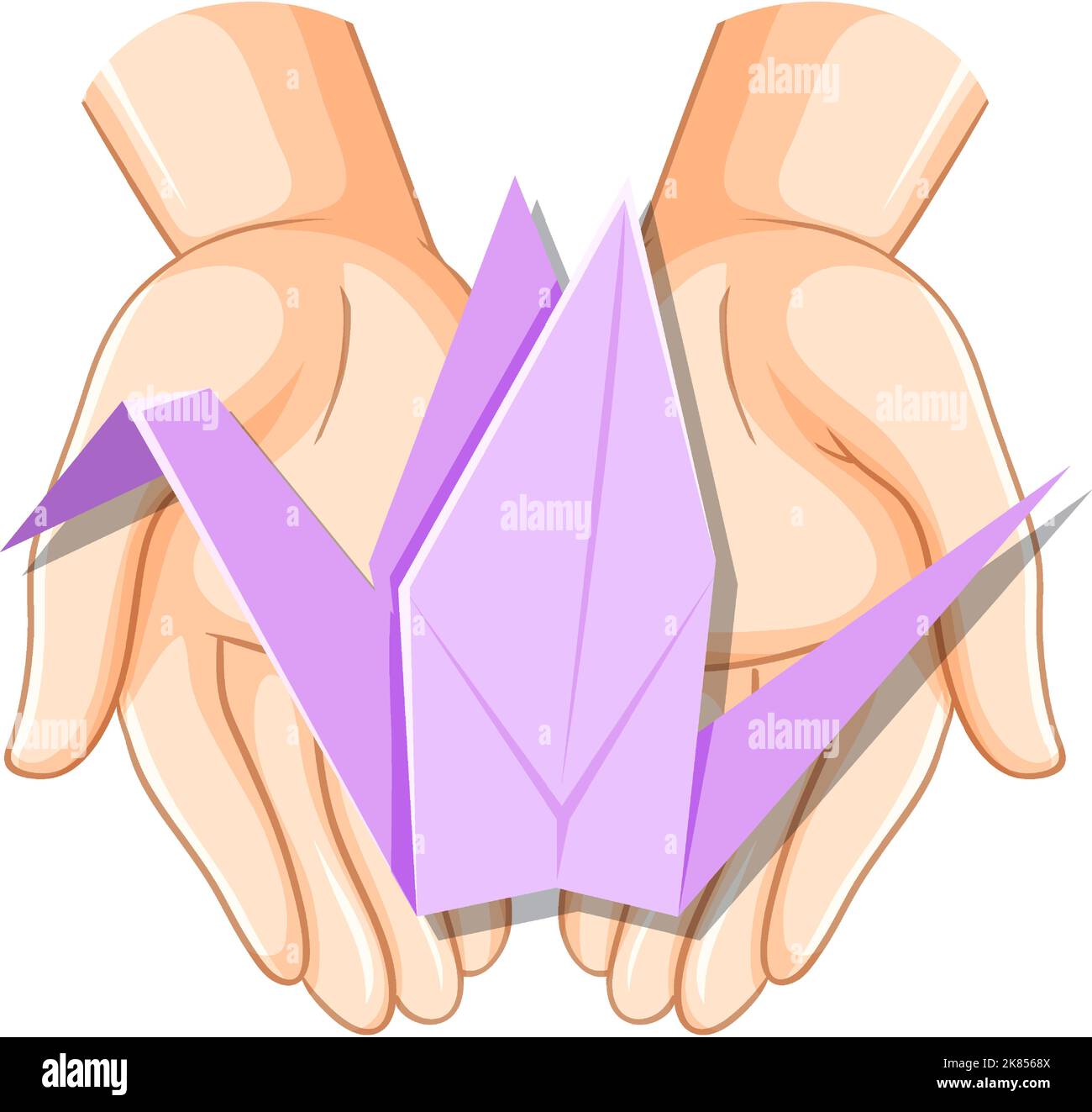 Origami flying bird on human hands illustration Stock Vector Image ...