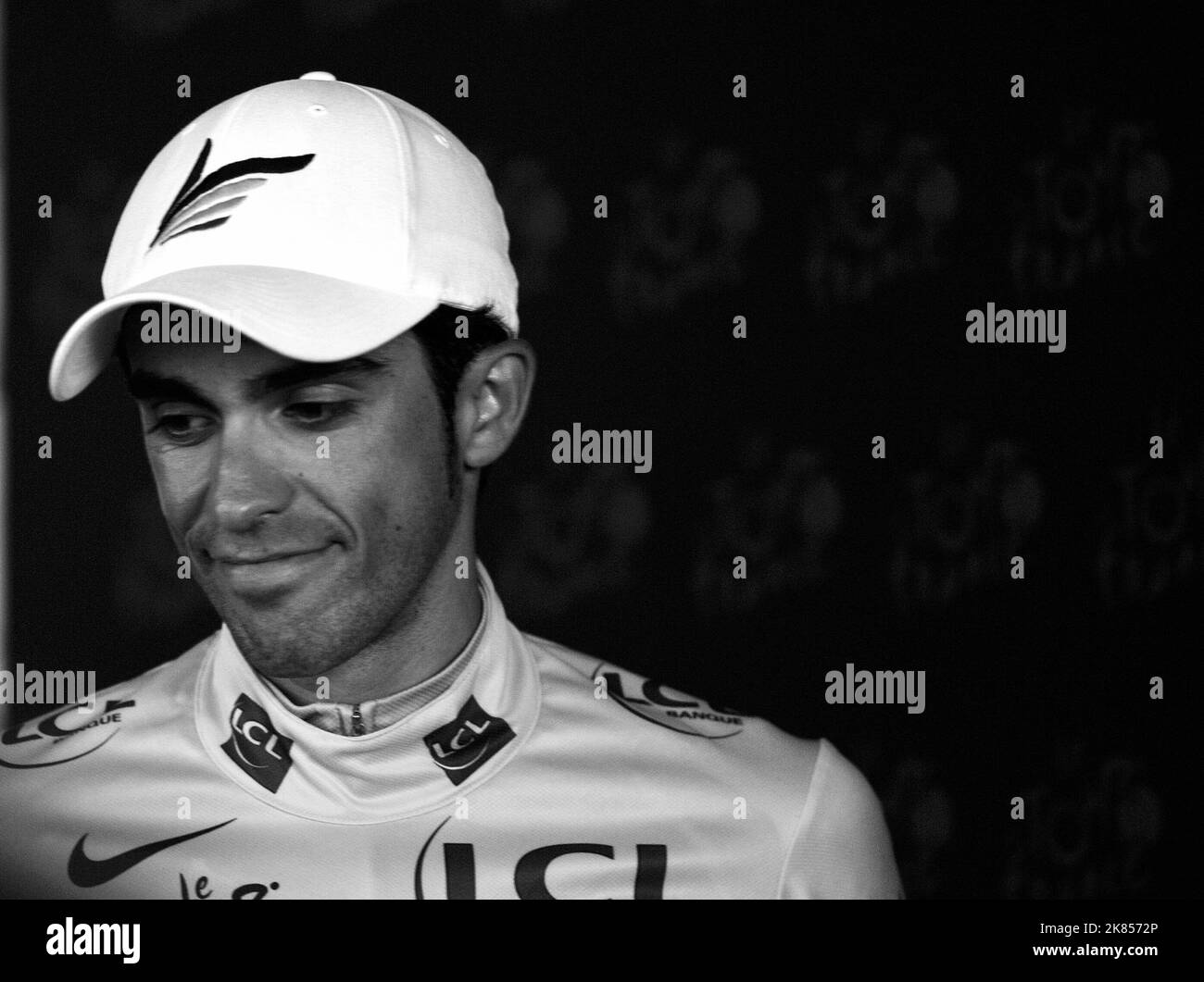 Team Astana's Alberto Contador after retaining the yellow jersey after ...