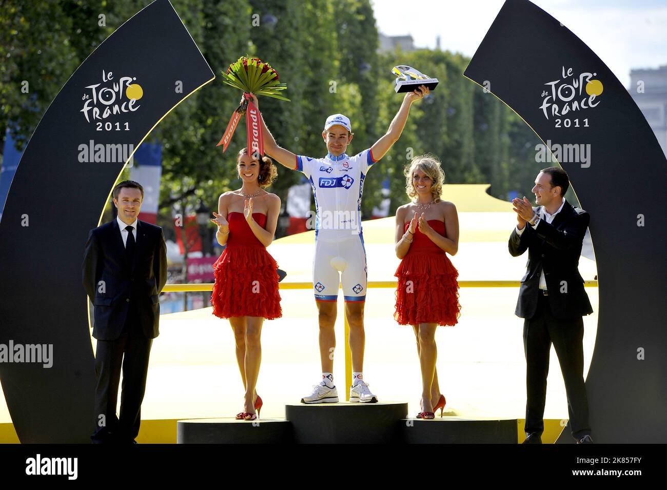 FDJ's Jeremy Roy celebrates after winning the Brandt Super Combatif ...
