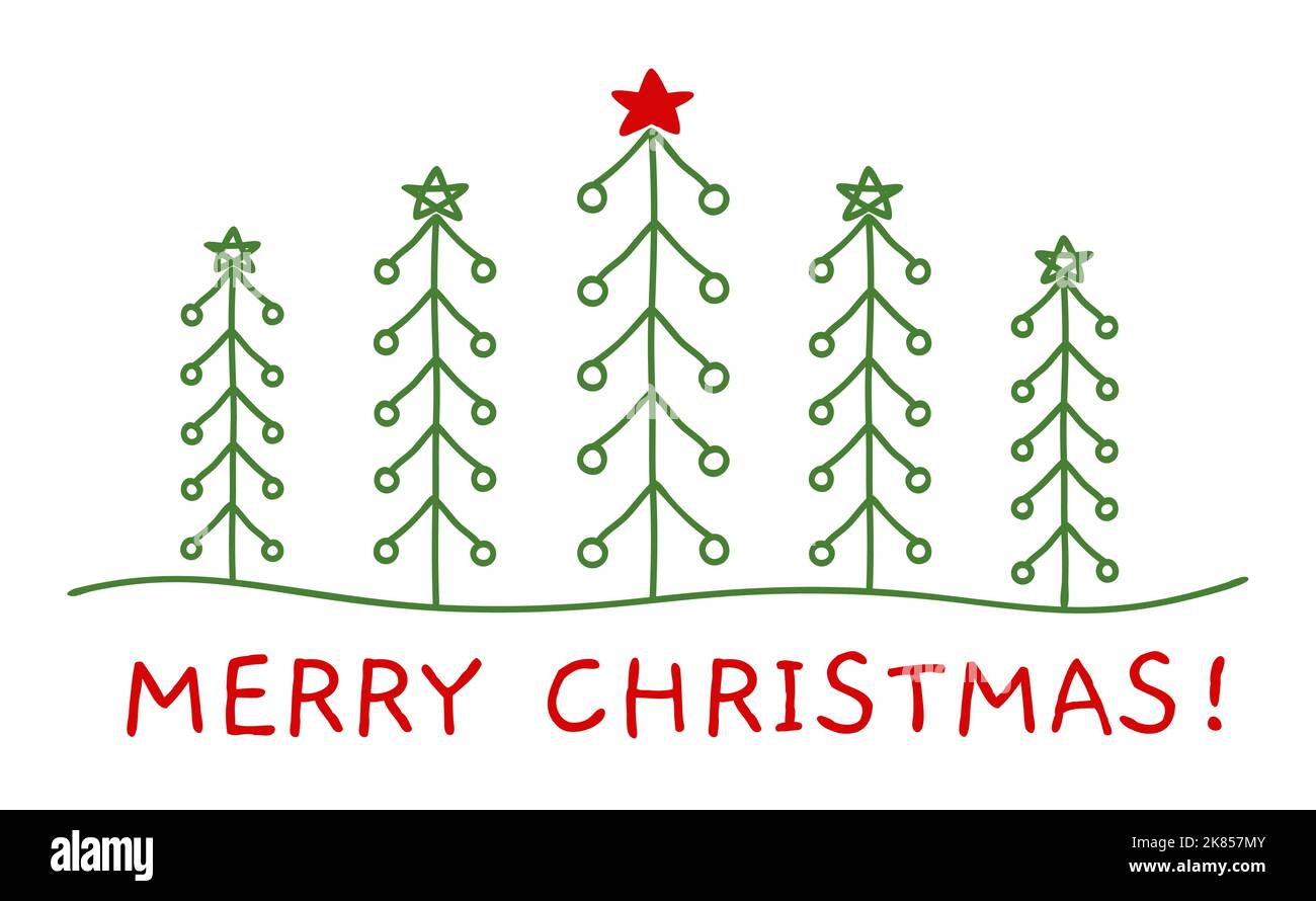 Tangled scribble Christmas Pine Tree forest banner Stock Vector Image ...