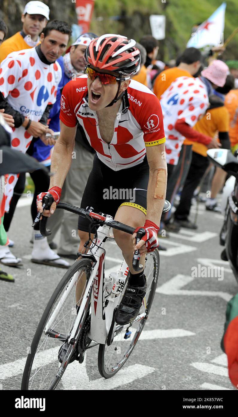 Team Radioshack's Christopher Horner in action during Stage 12 Stock ...