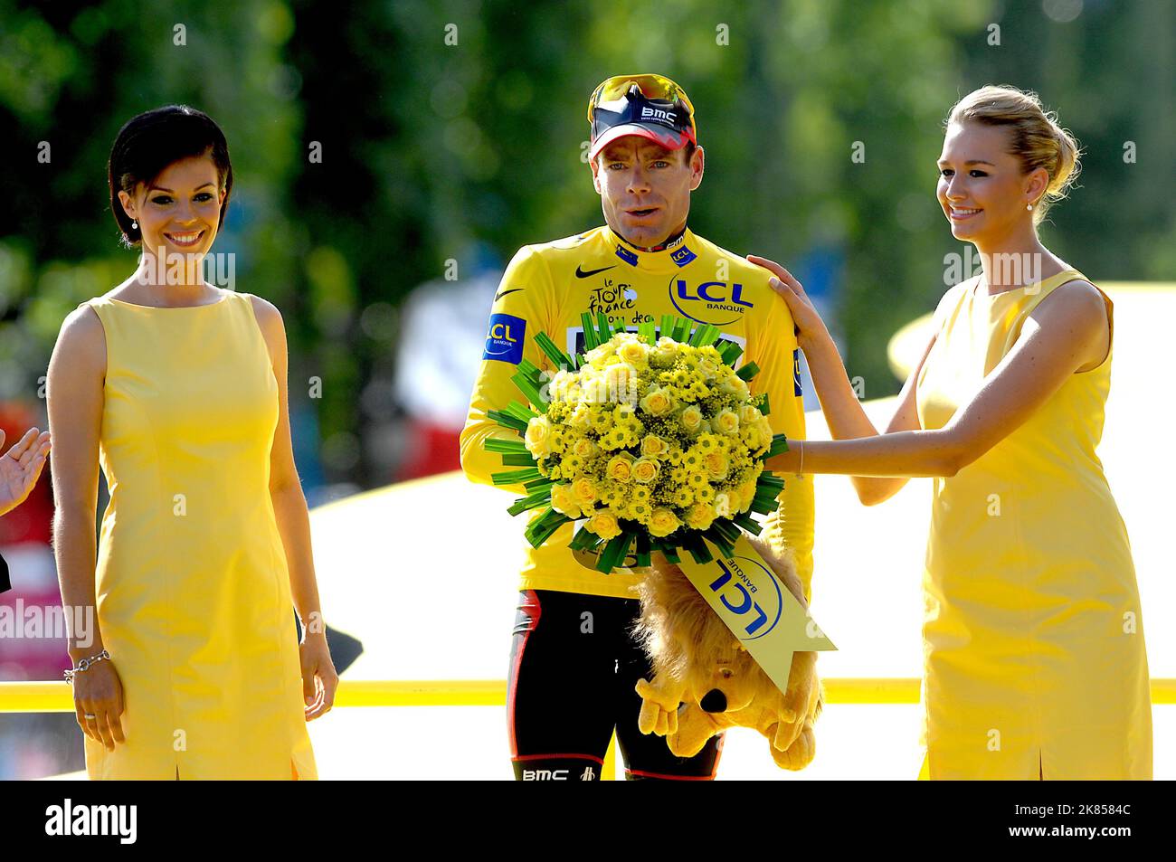 BMC Racing Team's Cadel Evans celebrates after winning the Tour de ...