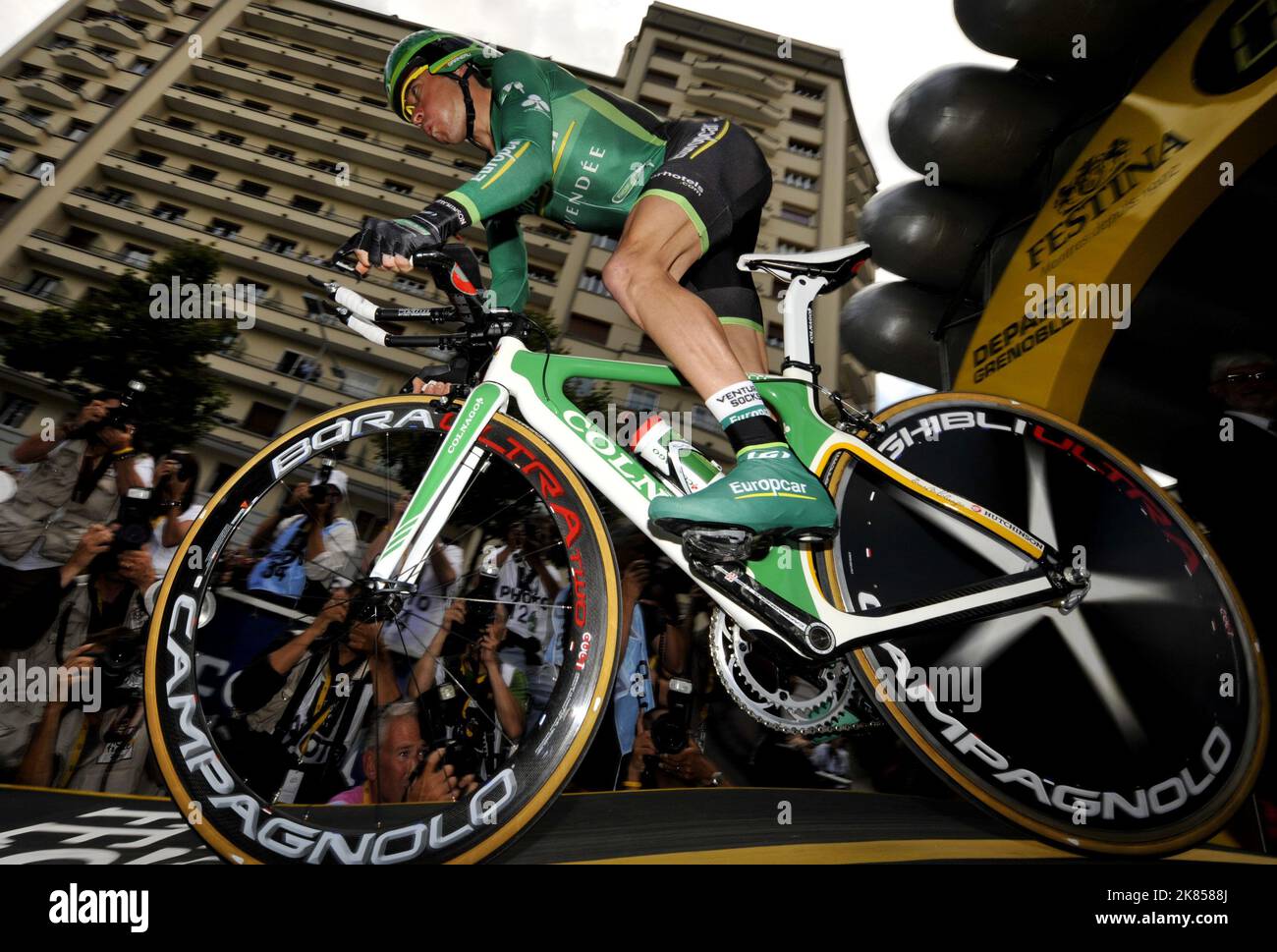 Team Europcar's Thomas Voeckler at the start of the individual time ...