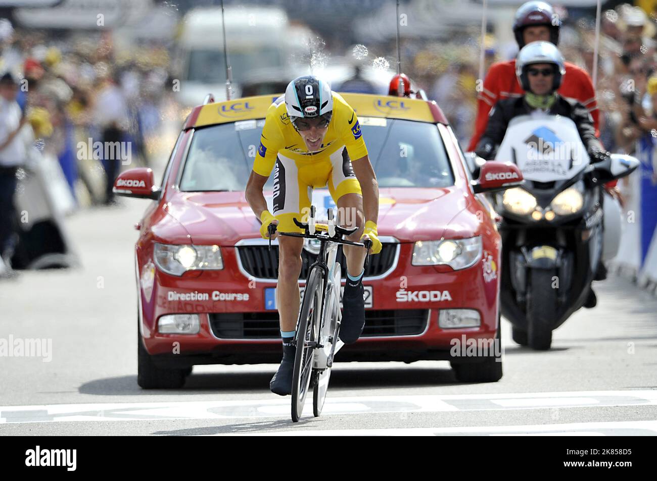 Team Leopard Trek's Andy Schleck during the individual time trial Stock ...