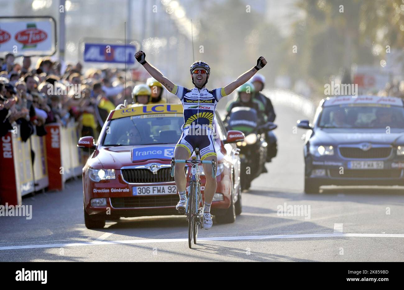 Thomas De Gendt (Bel) Vacansoleil-DCM, wins stage seven with over a six ...