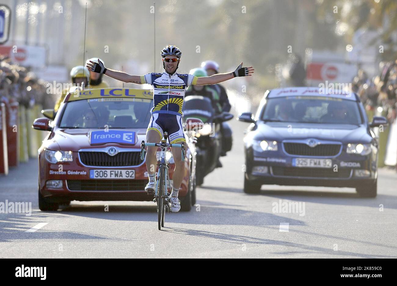 Thomas De Gendt (Bel) Vacansoleil-DCM rides over the finish line to ...