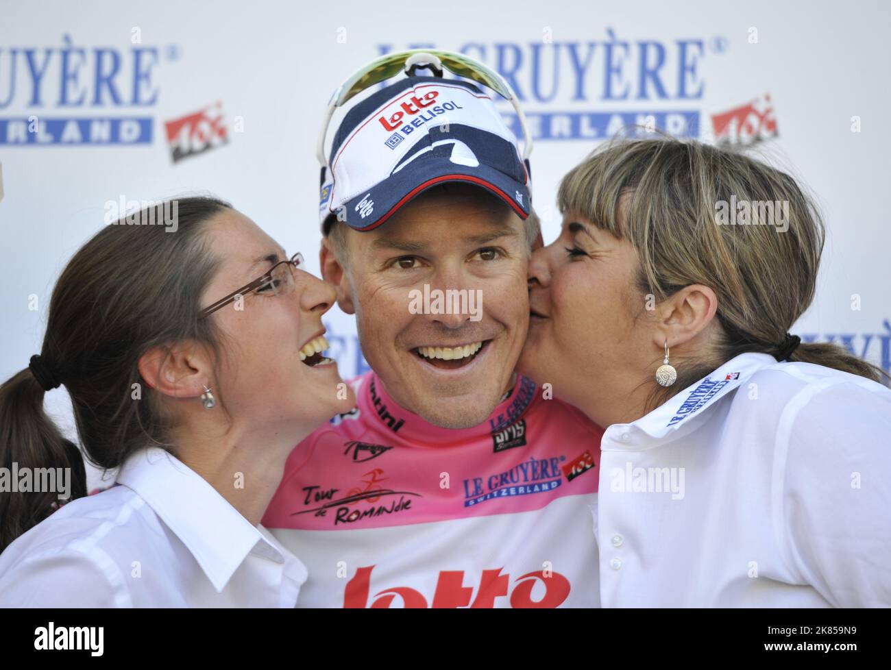 Lars bak Team Lotto Belisol DEN takes the mountain leader's pink jersey ...