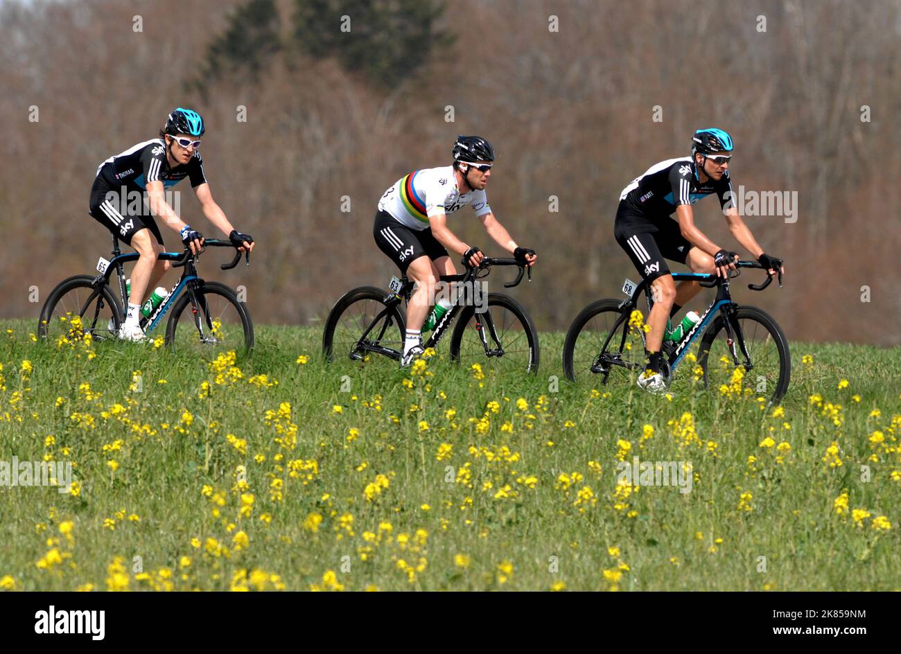 Stage 3 of the Tour of Romandy, Switzerland, Team Sky Procycling ride ...