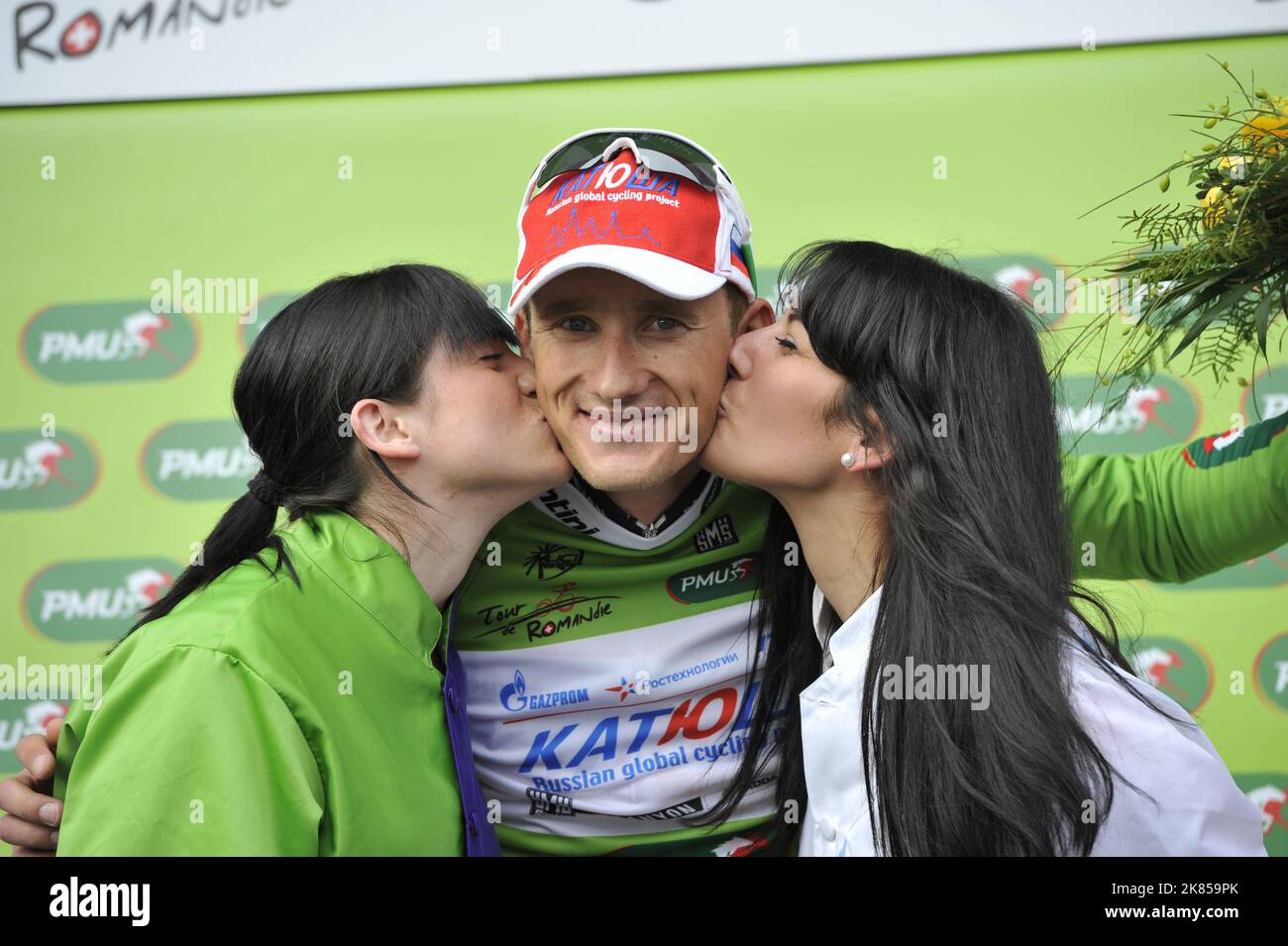 Stage 3 of the Tour of Romandy, Switzerland, Gatis Smukulis of team ...
