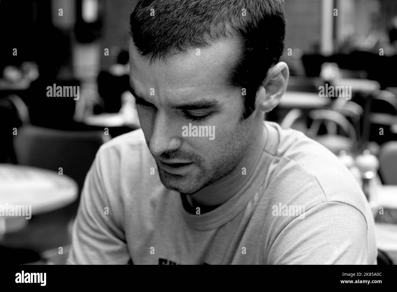 David Millar is interviewed for the Times newspaper following his arrest for doping Stock Photo ...