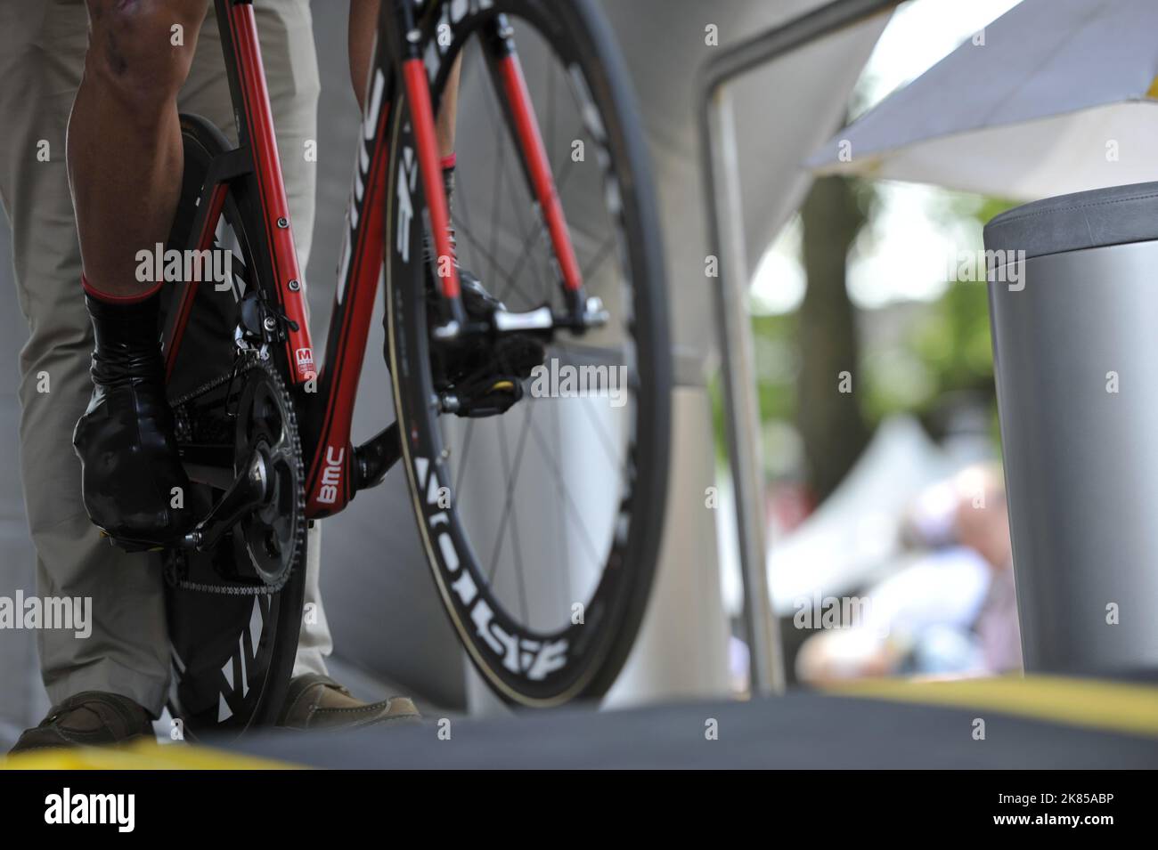 Detail of Stephen Cummings bike on the starting ramp Stock Photo - Alamy