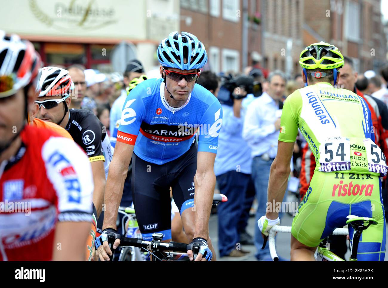 David Millar of Team Garmin-Sharp-Barracuda rides toward the starting ...