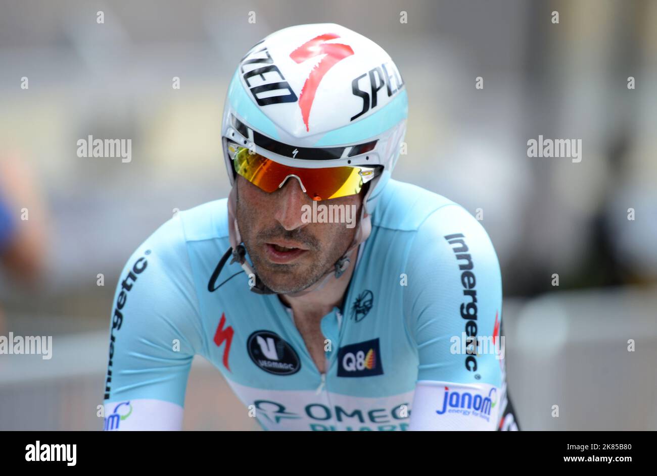 Jerome Pineau team Omega Pharma Quickstep crosses the finish line ...
