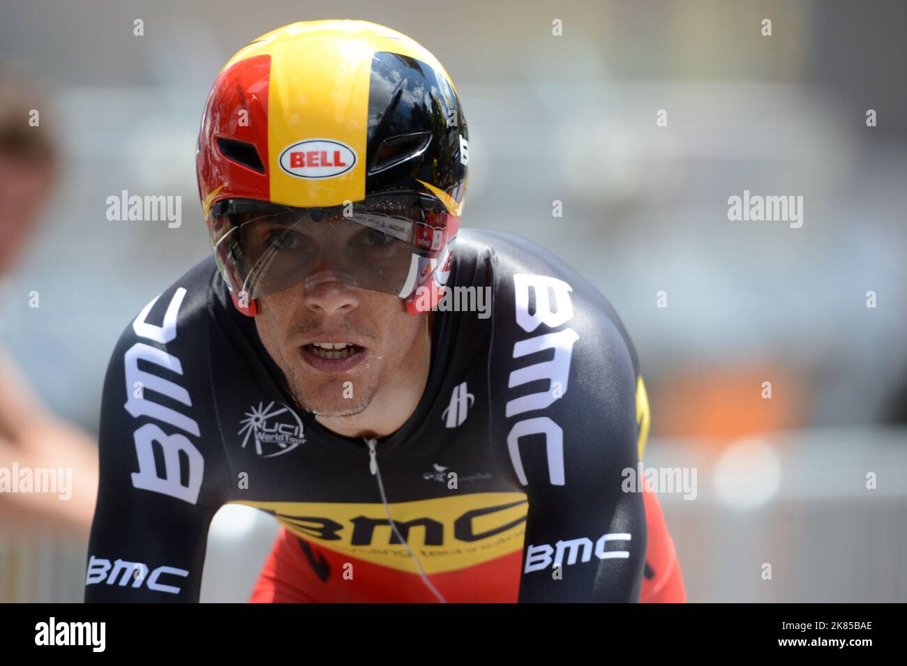 Philippe Gilbert team BMC crosses the finish line, Stage 9 Arc-Et ...