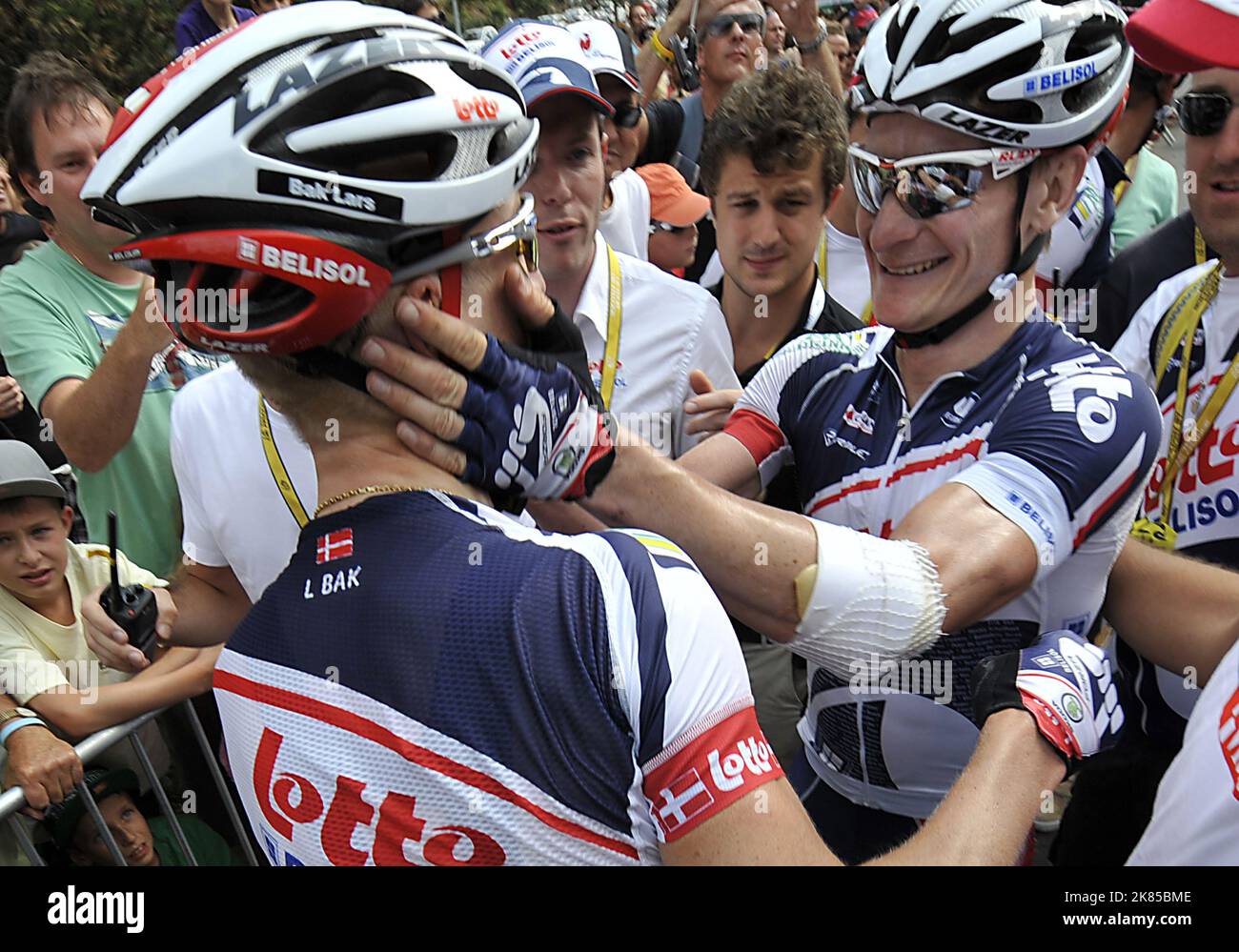 Andre Greipel from Lotto Belisol team, wins the stage in a sprint ...