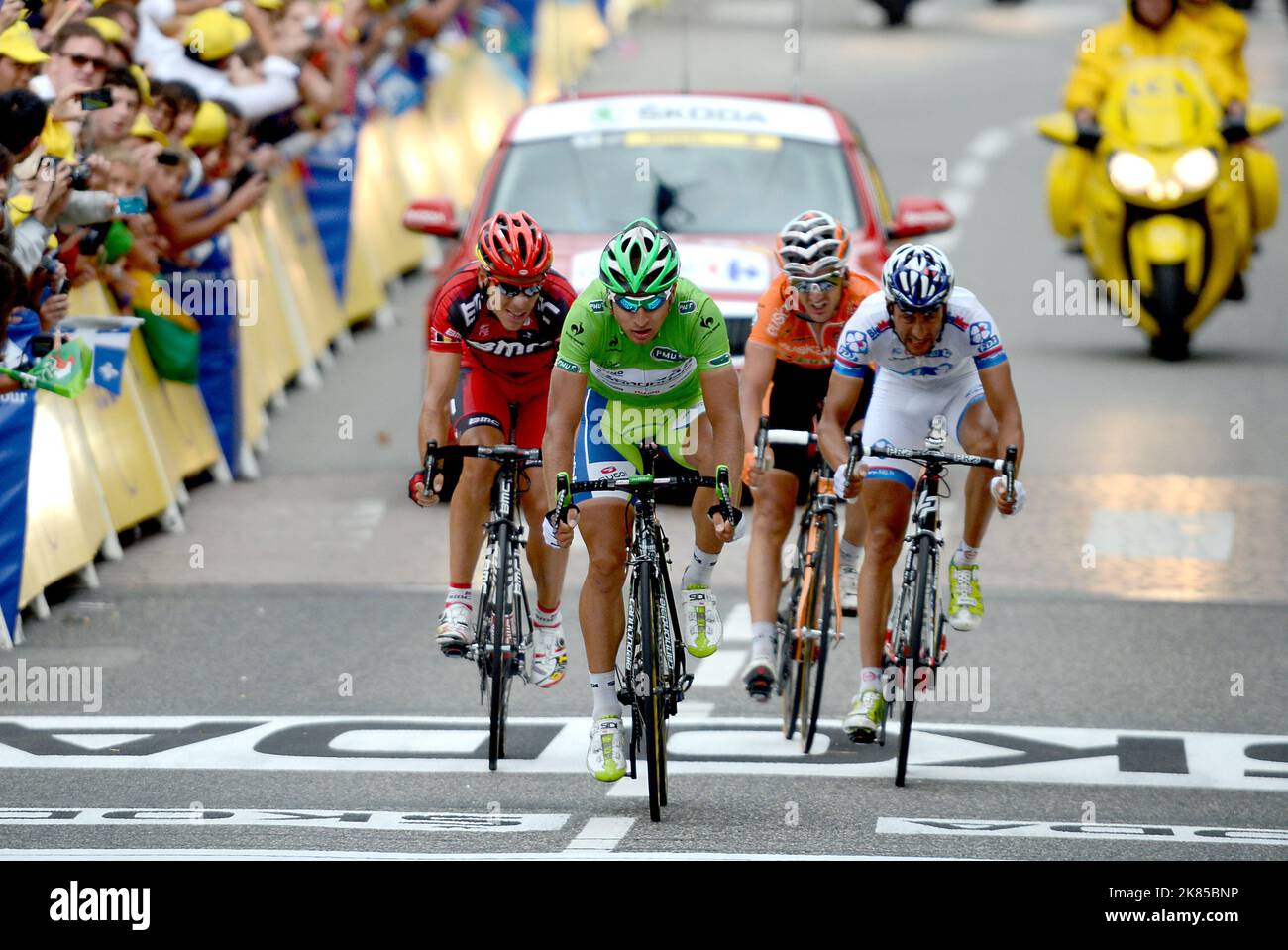 Peter Sagan team Liquigas retains his green points leader's jersey Stock Photo - Alamy
