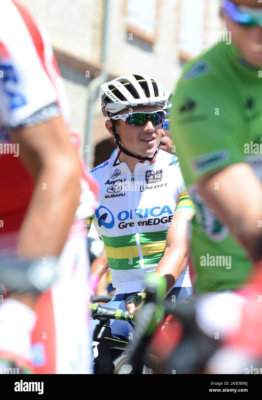 Simon Gerrans team Orica Greenedge stage 15 from Samatan to Pau Stock Photo - Alamy
