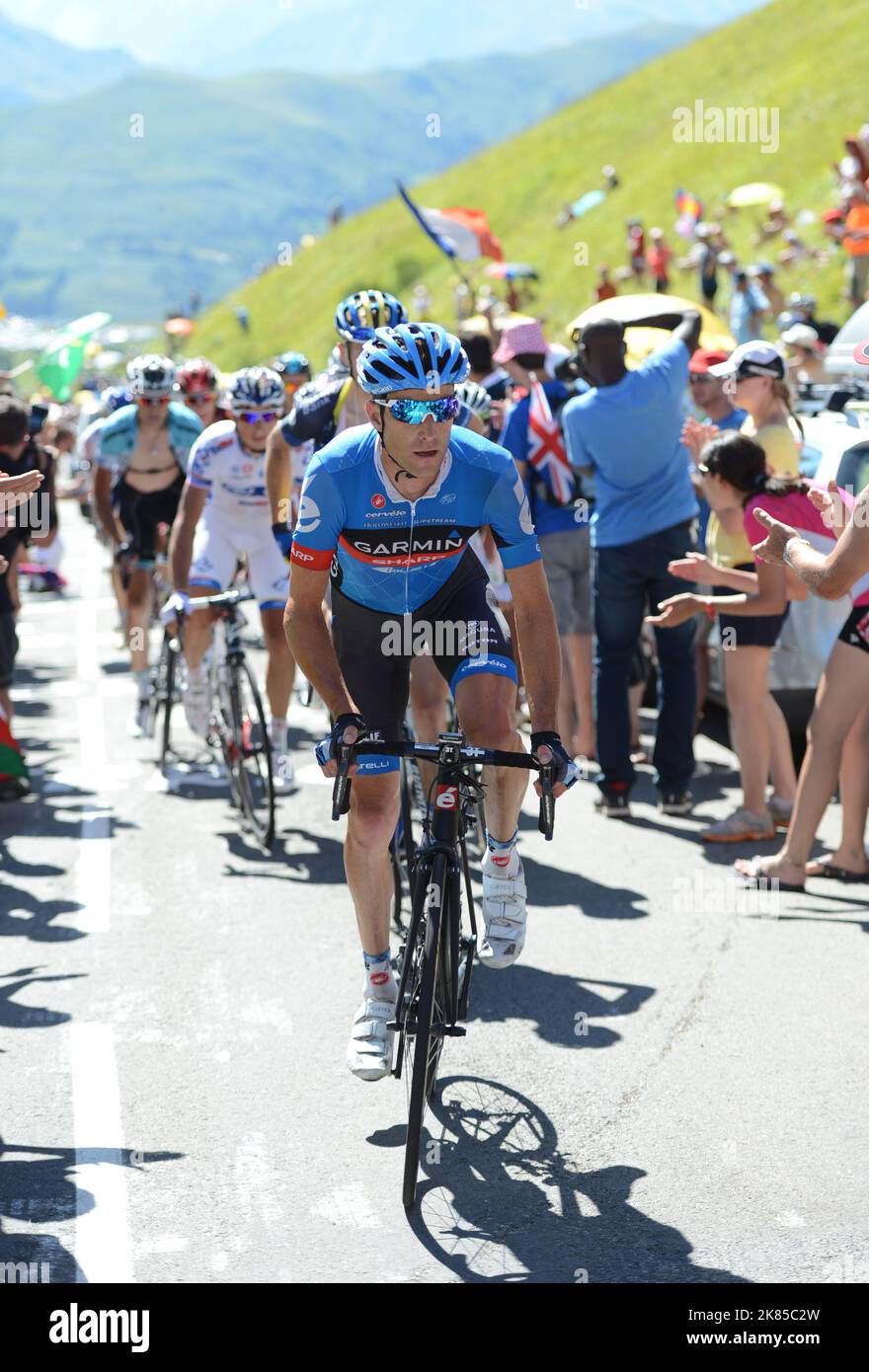 Christian Vandvelde clims the col de Peyresourde. Tour de France 2012 ...