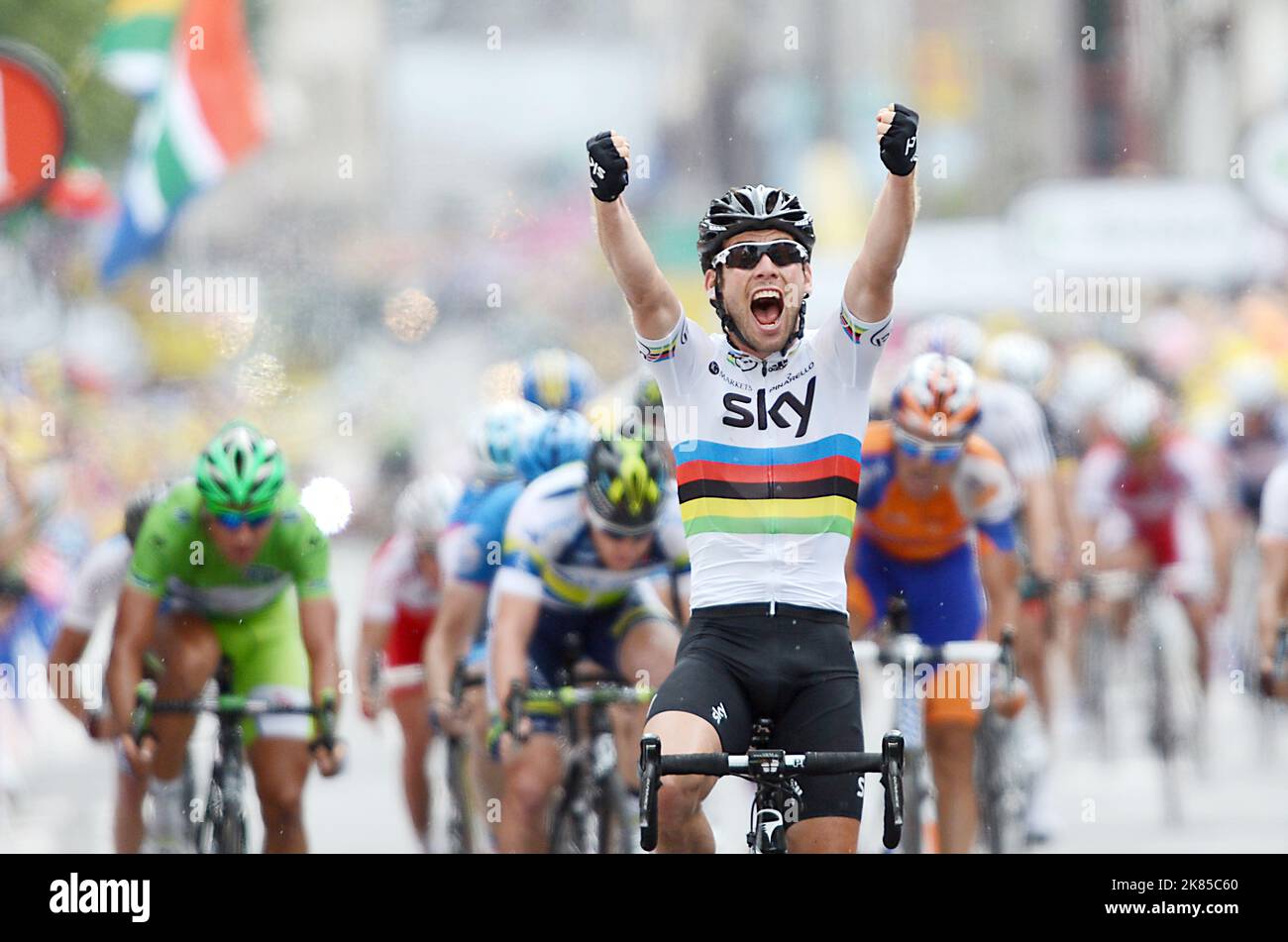Mark Cavendish wins his second stage of the 2012 Tour de France in a ...