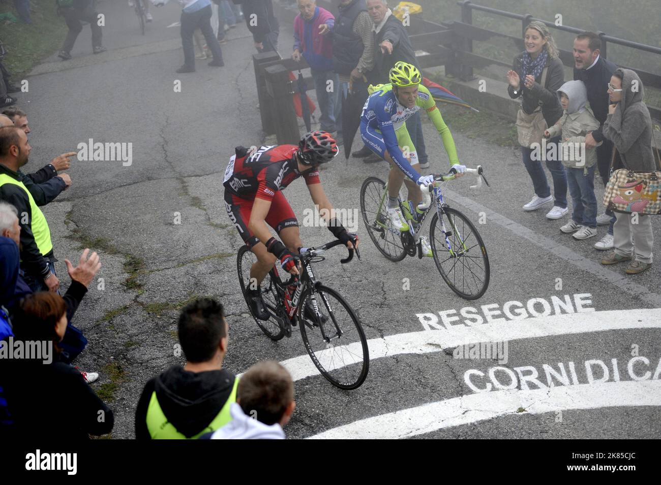Steve Morabito of BMC Racing team looks back to Ivan Basso of Team ...