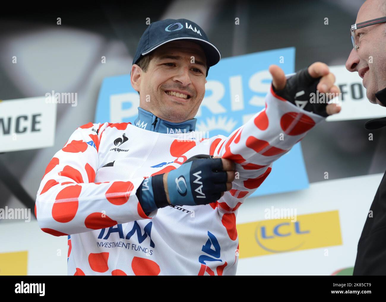 Johann Tschopp of Team IAM Cycling takes the mountain leader's jersey ...