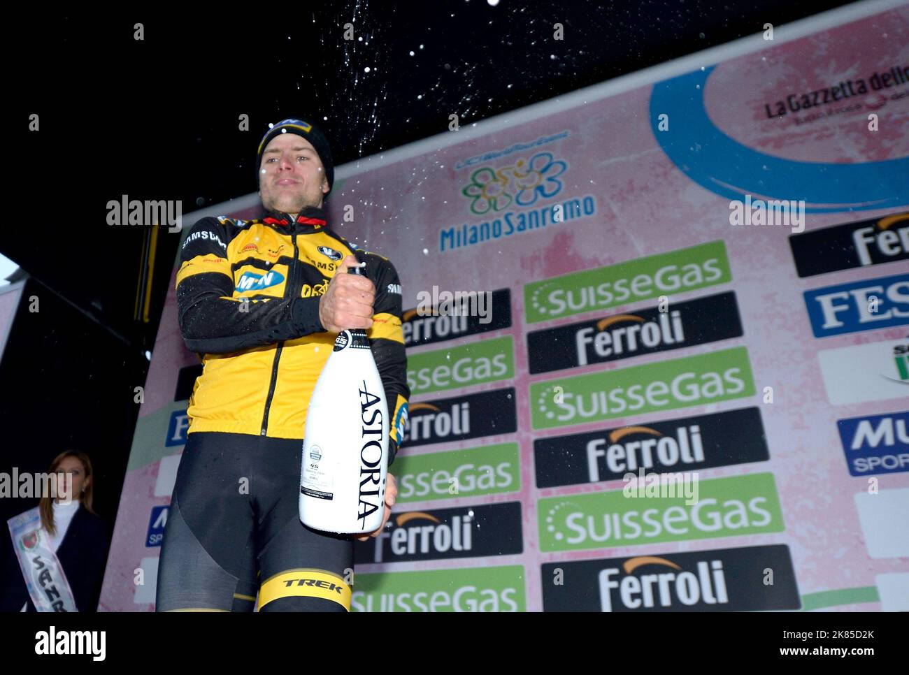 Gerald Ciolek of team MTN - Qhubeka, celebrates with champagne on the ...