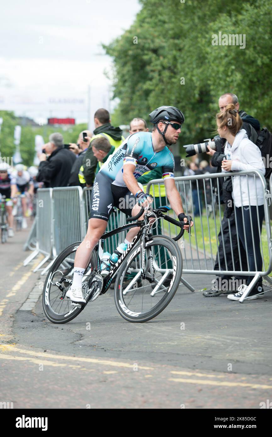 Mark Cavendish rides in the National Road Race Championships in Glasgow ...