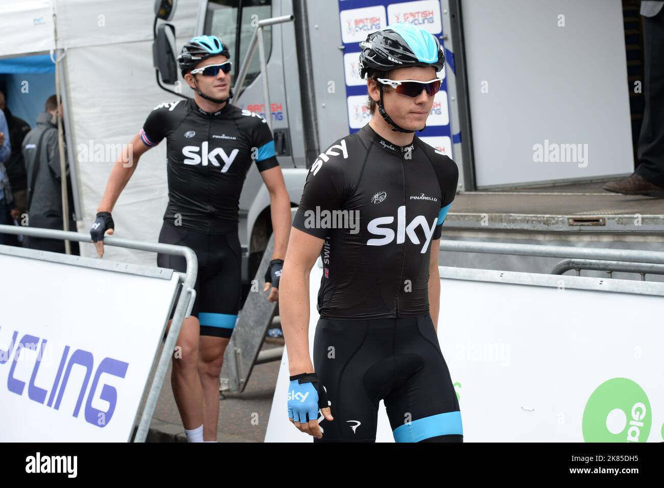 Ben Swift of Team Sky walks away from the podium after signing on to ...