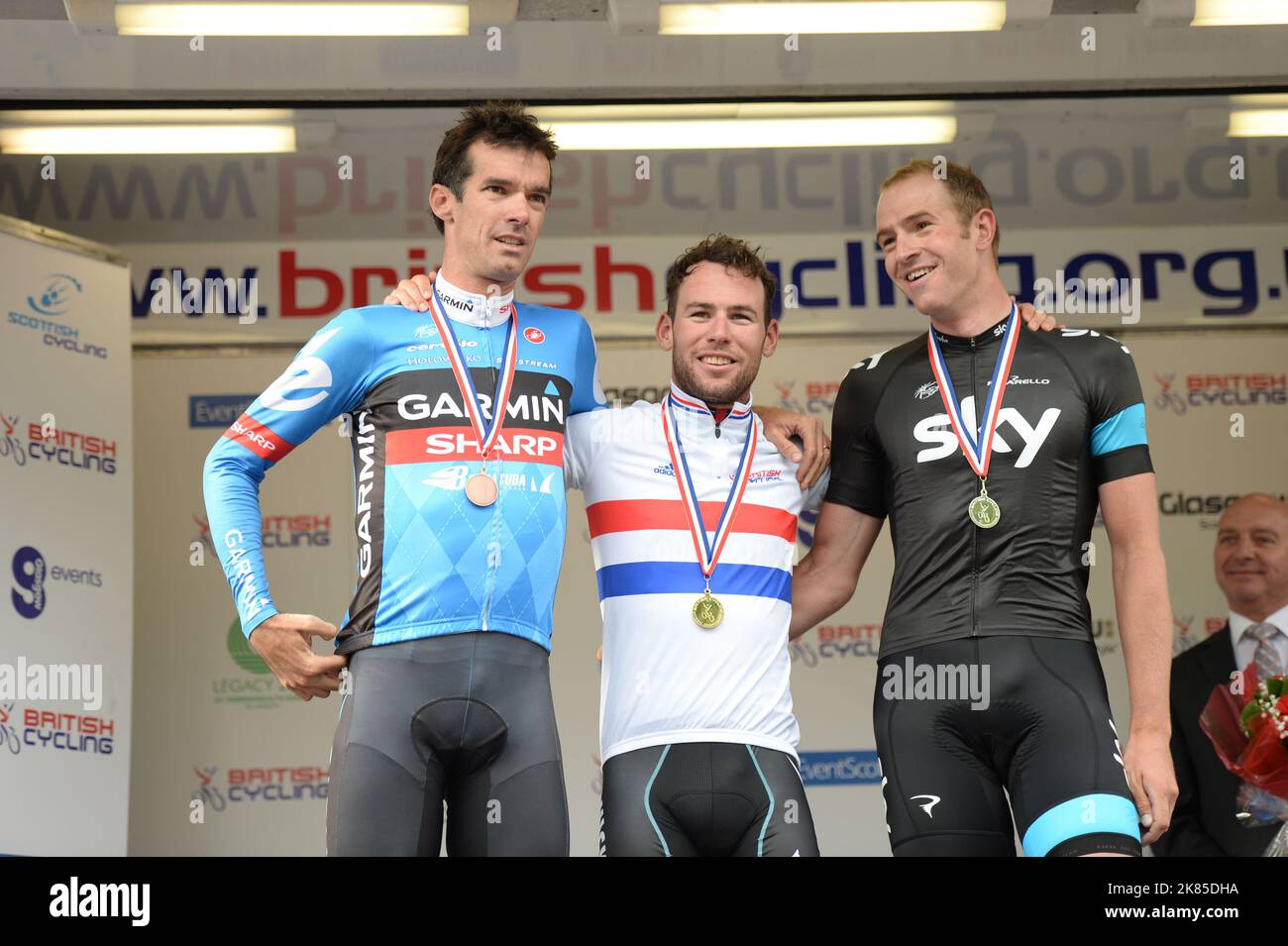 Mark Cavendish, team Omega Pharma Quickstep, stands on the podium after ...