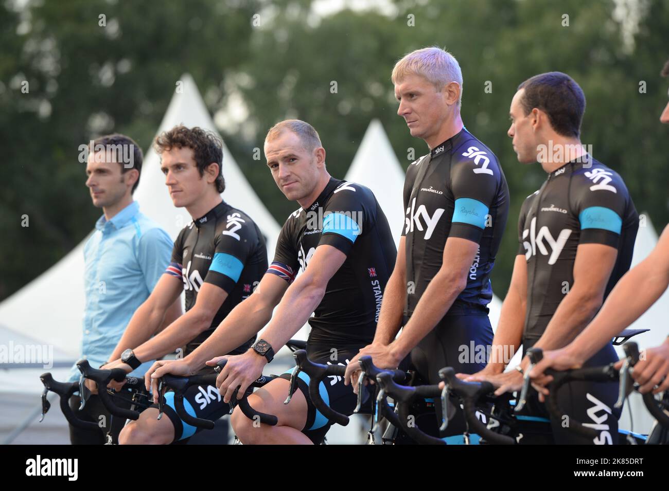 Team Sky's Geraint Thomas, Ian Stannard, Kanstanstin Sioutsou and ...