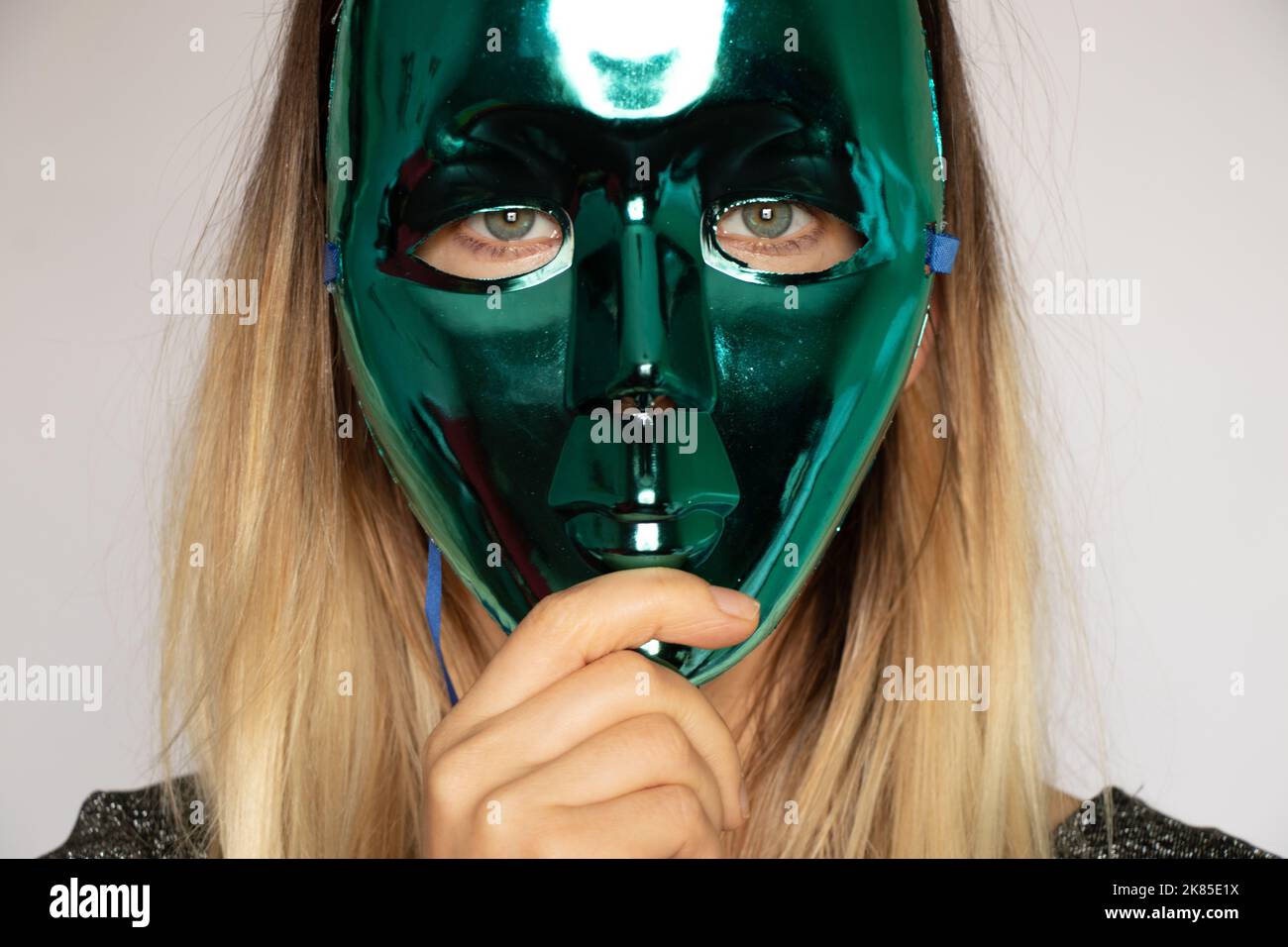 girl in blue mask, closed face, privacy, masked man Stock Photo - Alamy