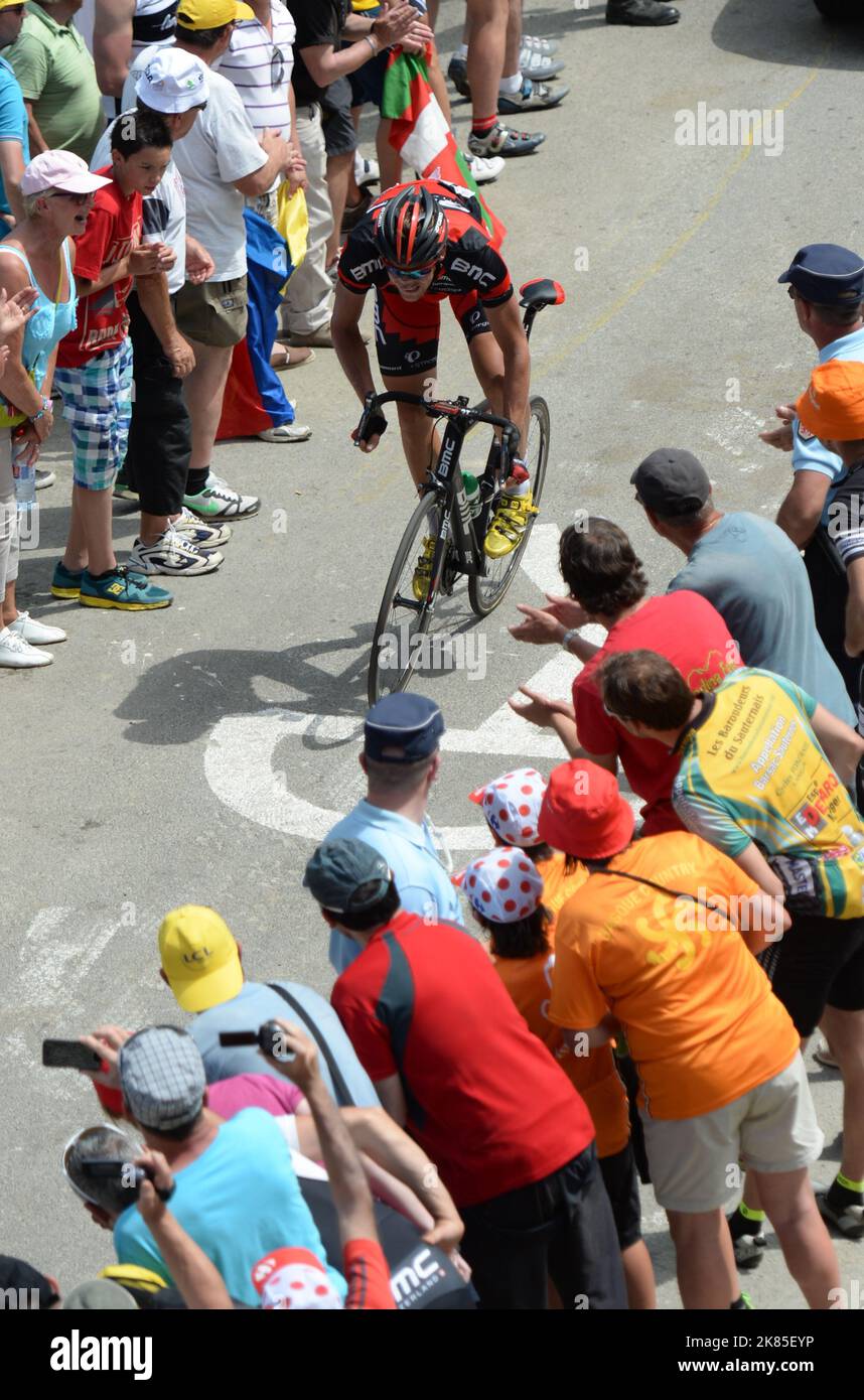 Brent Bookwalter of team BMC rides the final metres of the Hourquette d ...